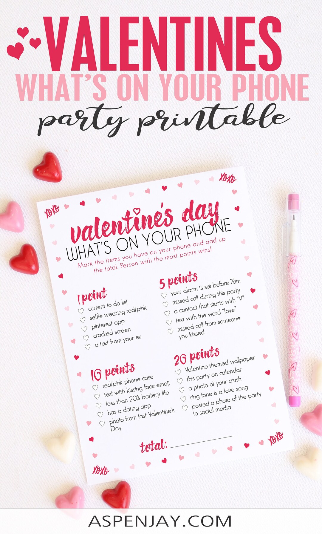 Valentine's What's on Your Phone Game Valentines Day Game Valentines ...