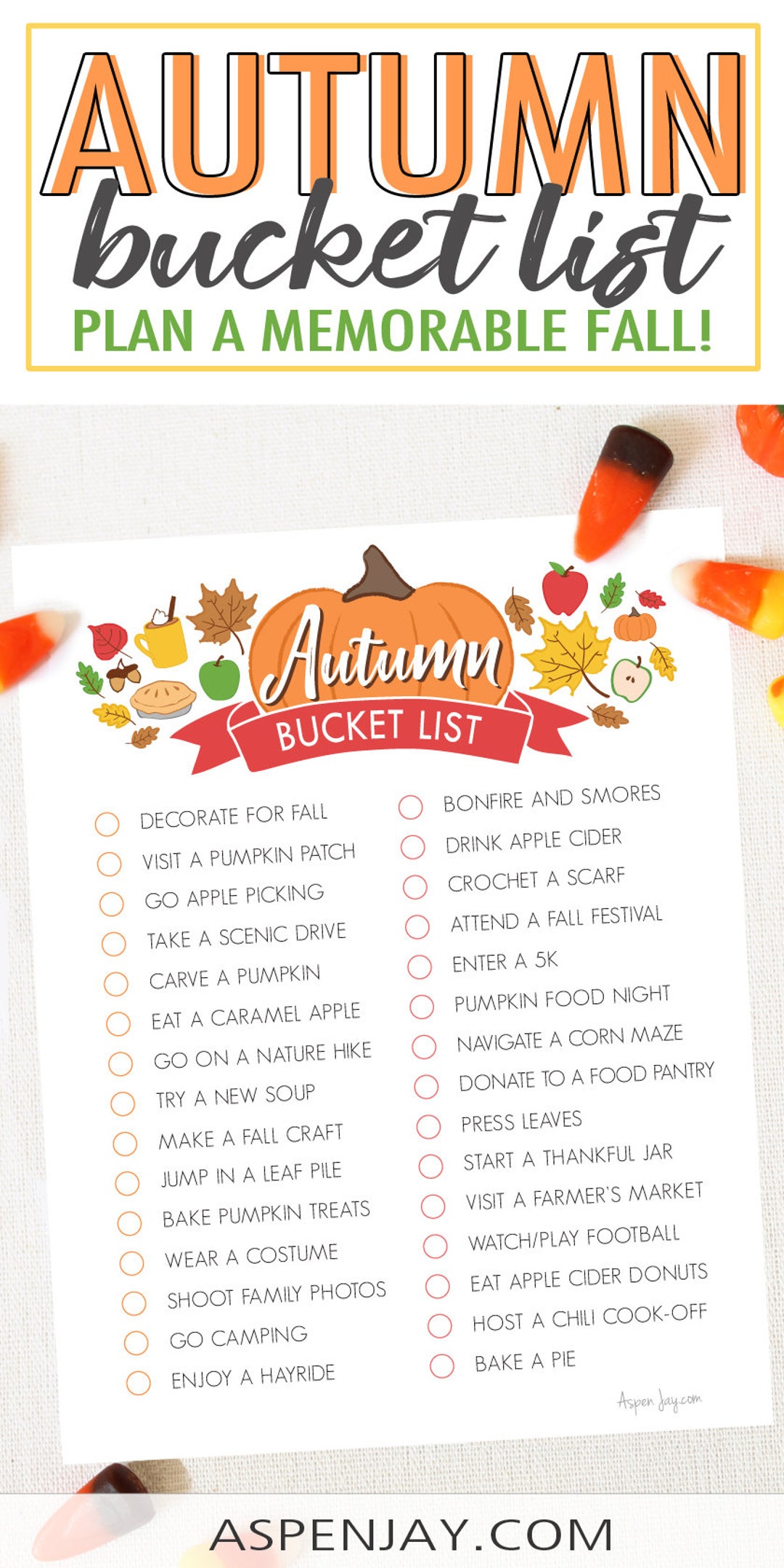 EDITABLE Fall Bucket List INSTANT DOWNLOAD Bucket List for Kids ...