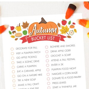 EDITABLE Fall Bucket List INSTANT DOWNLOAD Bucket List for Kids ...