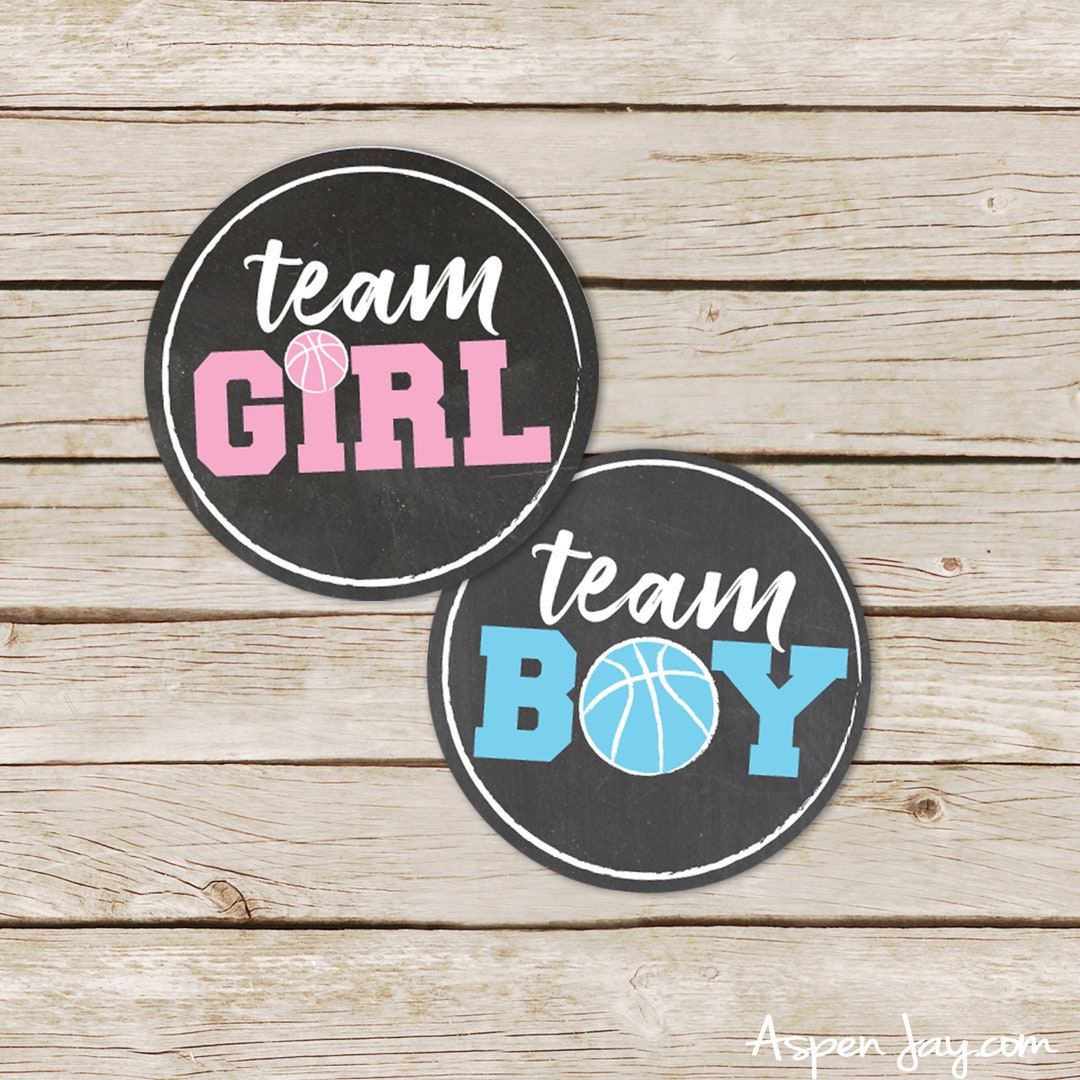 Basketball Gender Reveal Stickers - DIGITAL PRINTABLE - Team Boy Team ...