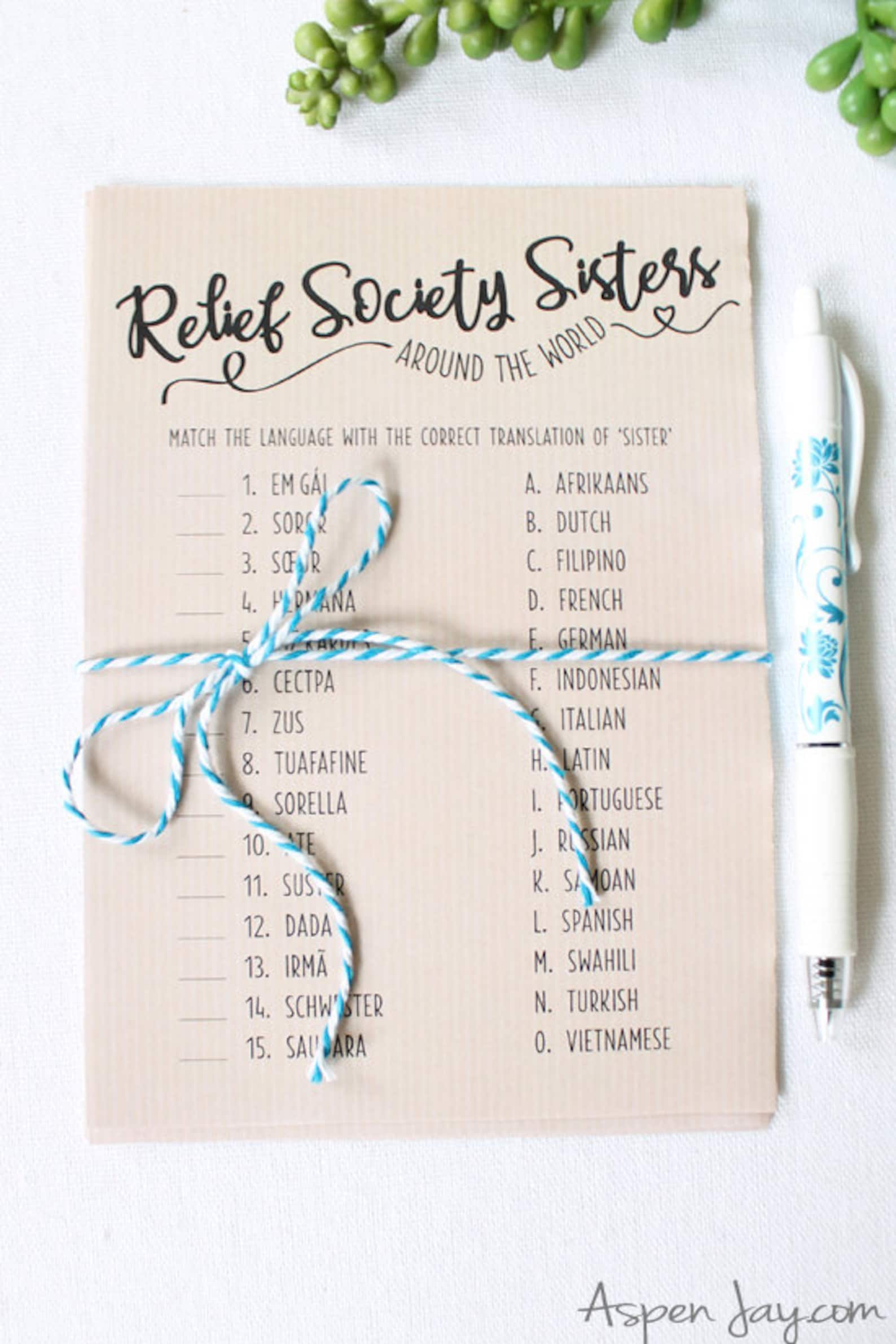 Relief Society Games Bundle 8 Relief Society Games Package | Etsy