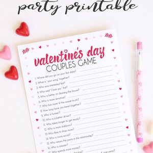 Valentine's Day Couples Game - INSTANT DOWNLOAD - Fun Valentine ...