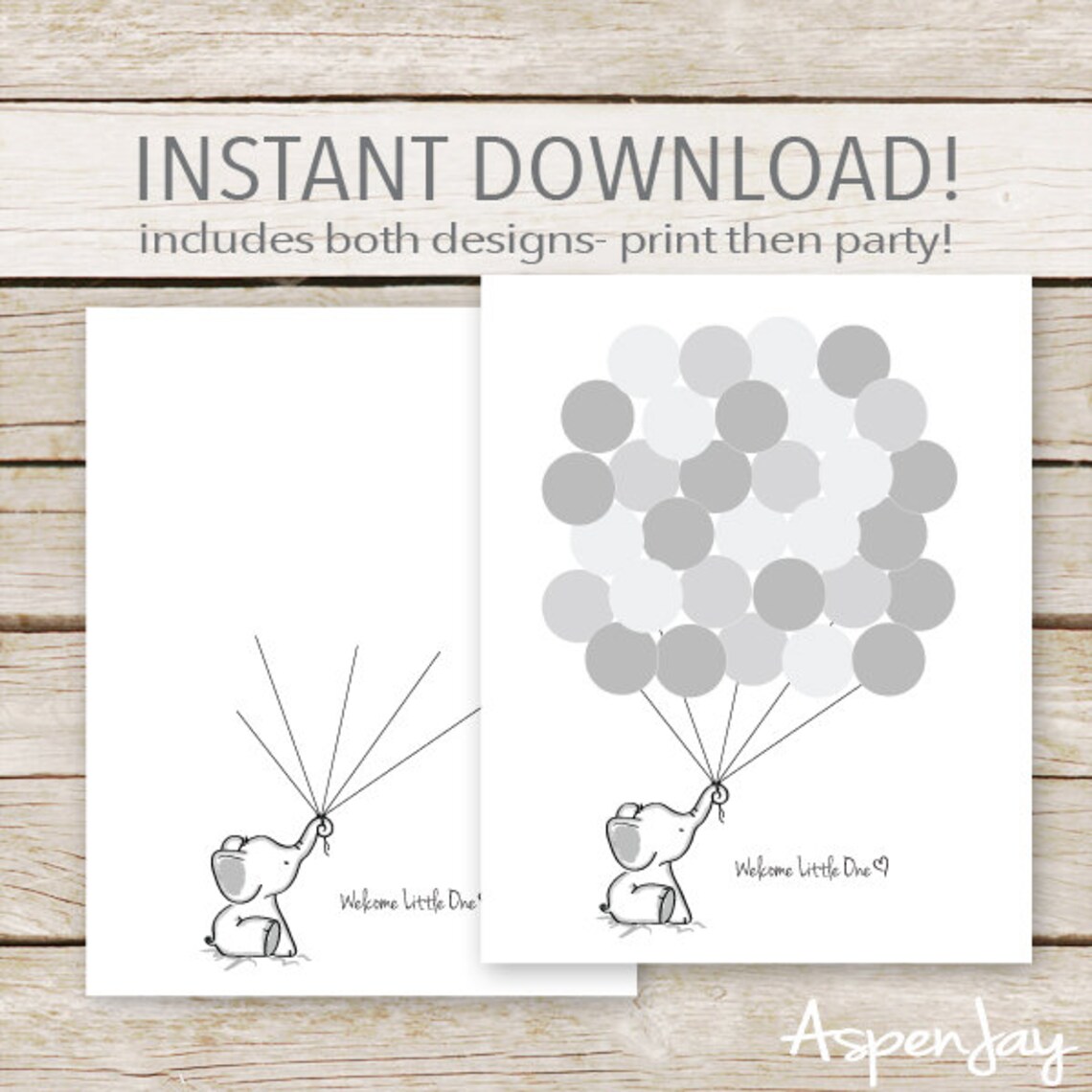 Elephant Fingerprint Guestbook Alternative - INSTANT DOWNLOAD ...
