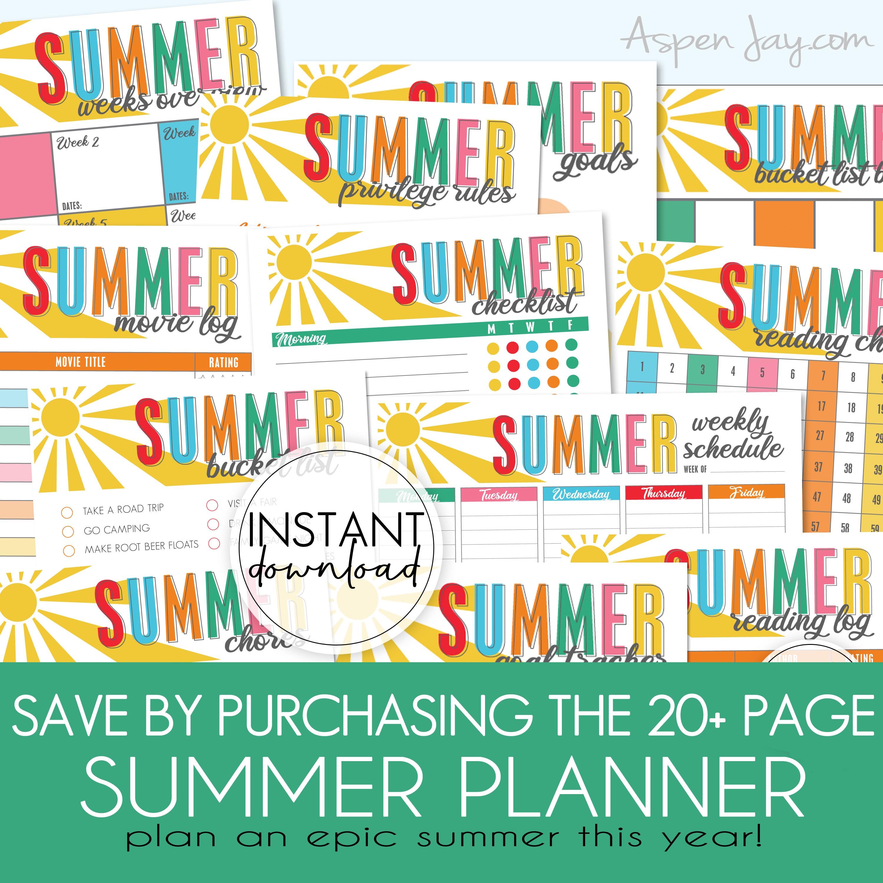 EDITABLE Summer Weekly Schedule for Kids & Families - INSTANT DOWNLOAD ...