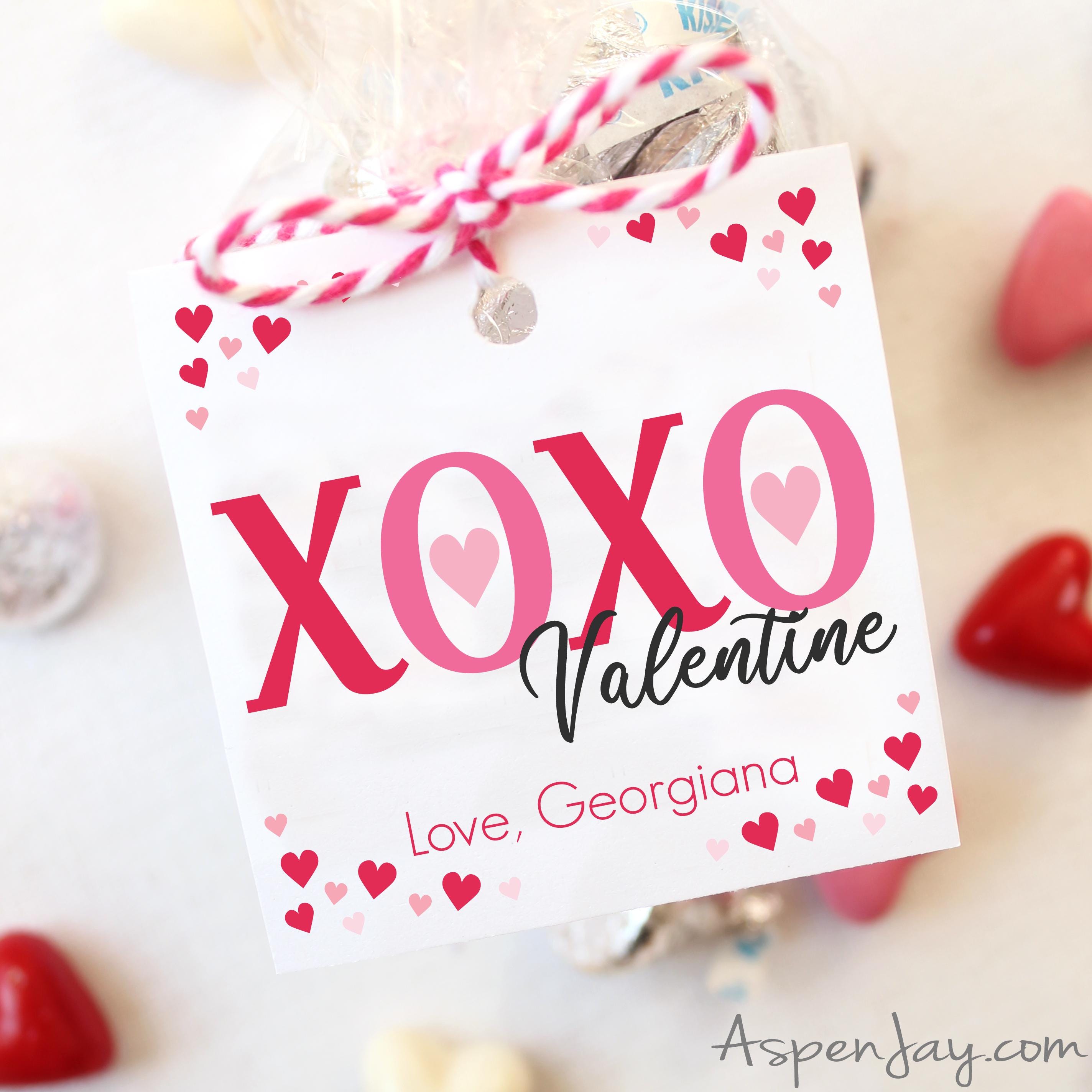 XOXO Valentine's Day Tags Printable, INSTANT DOWNLOAD, Valentine Gift ...
