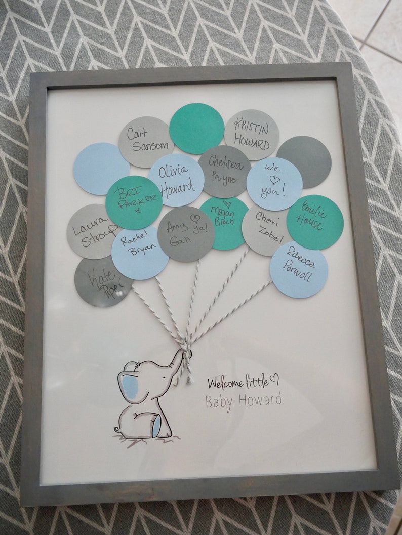 Blue Elephant Balloon Signature Guest Book PRINTABLE for Baby - Etsy