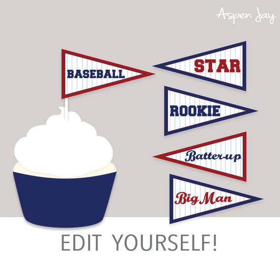 EDITABLE Baseball Pennant Flags Printable Download - Etsy