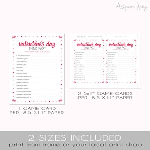 Valentine's Day Think Fast Game - INSTANT DOWNLOAD - Fun Valentine ...