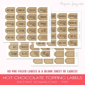 Hot Chocolate Topping Labels - DIGITAL PRINTABLE - Kraft Hot Cocoa Bar ...