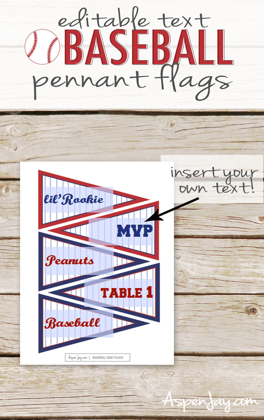 Baseball Pennant Flags DIY Editable Text Printable - Etsy