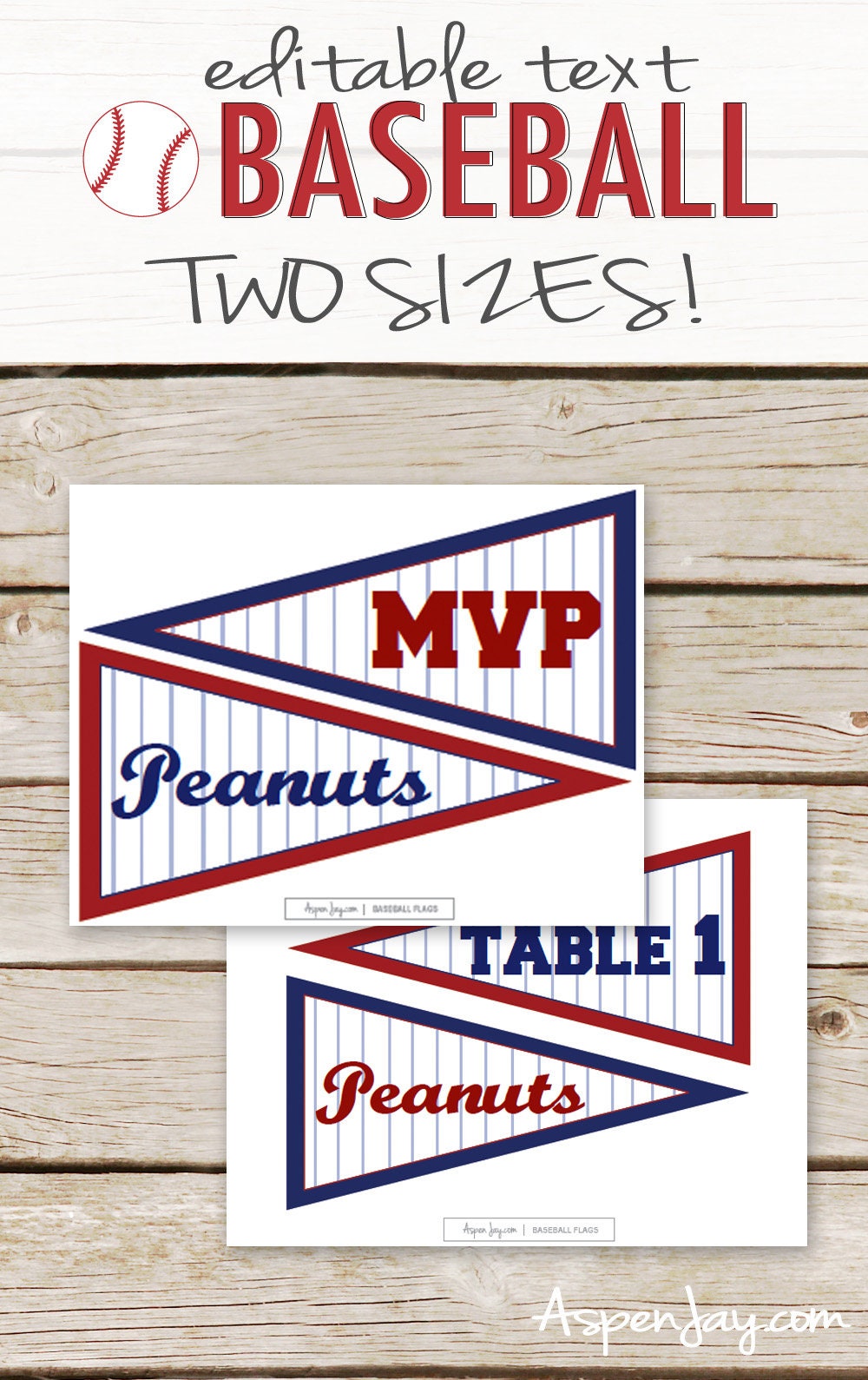 Baseball Pennant Flags - DIY Editable Text - Printable Download ...