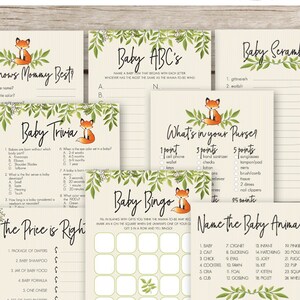 Fox Baby Shower Games Package - EIGHT Printable Baby Shower Games ...