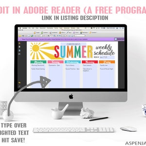 EDITABLE Summer Weekly Schedule for Kids & Families - INSTANT DOWNLOAD ...
