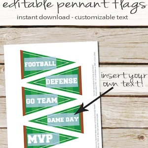 Football Pennant Flags - DIY Editable Text - Printable Download ...