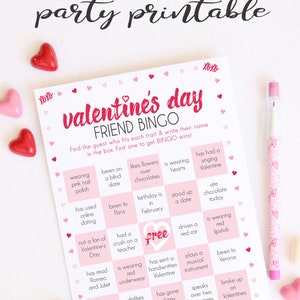 Valentine's Day Friend Bingo - INSTANT DOWNLOAD - Valentine Printable ...