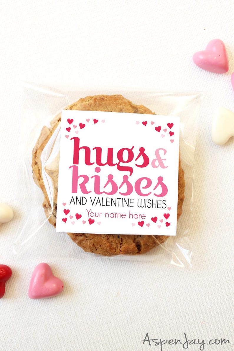 Hugs & Kisses Valentine Tags Printable, INSTANT DOWNLOAD, Valentine ...