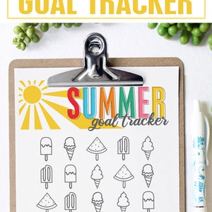 Summer Goal Charts for Kids - INSTANT DOWNLOAD - Goal Template for Kids ...