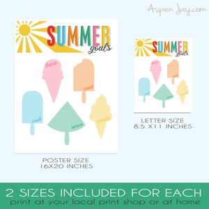 Summer Goal Charts for Kids - INSTANT DOWNLOAD - Goal Template for Kids ...