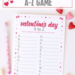 Valentine's Day A to Z Game - INSTANT DOWNLOAD - Fun Valentine ...
