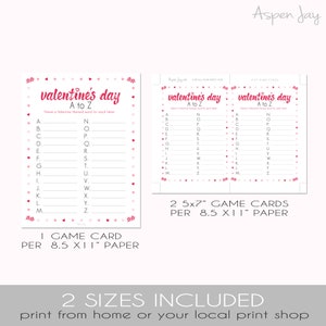 Valentine's Day A to Z Game - INSTANT DOWNLOAD - Fun Valentine ...