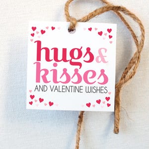 Hugs & Kisses Valentine Tags Printable, INSTANT DOWNLOAD, Valentine ...