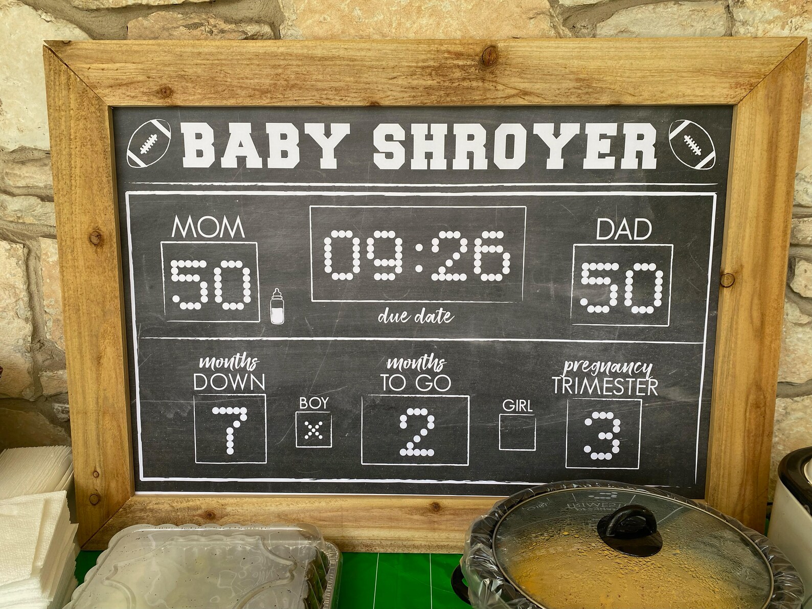Football Baby Shower Scoreboard DIGITAL PRINTABLE - Baby Due Date ...