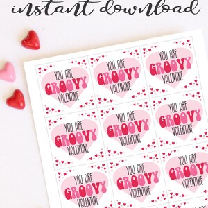 Groovy Valentine's Day Tags Printable, INSTANT DOWNLOAD, Valentine Gift ...