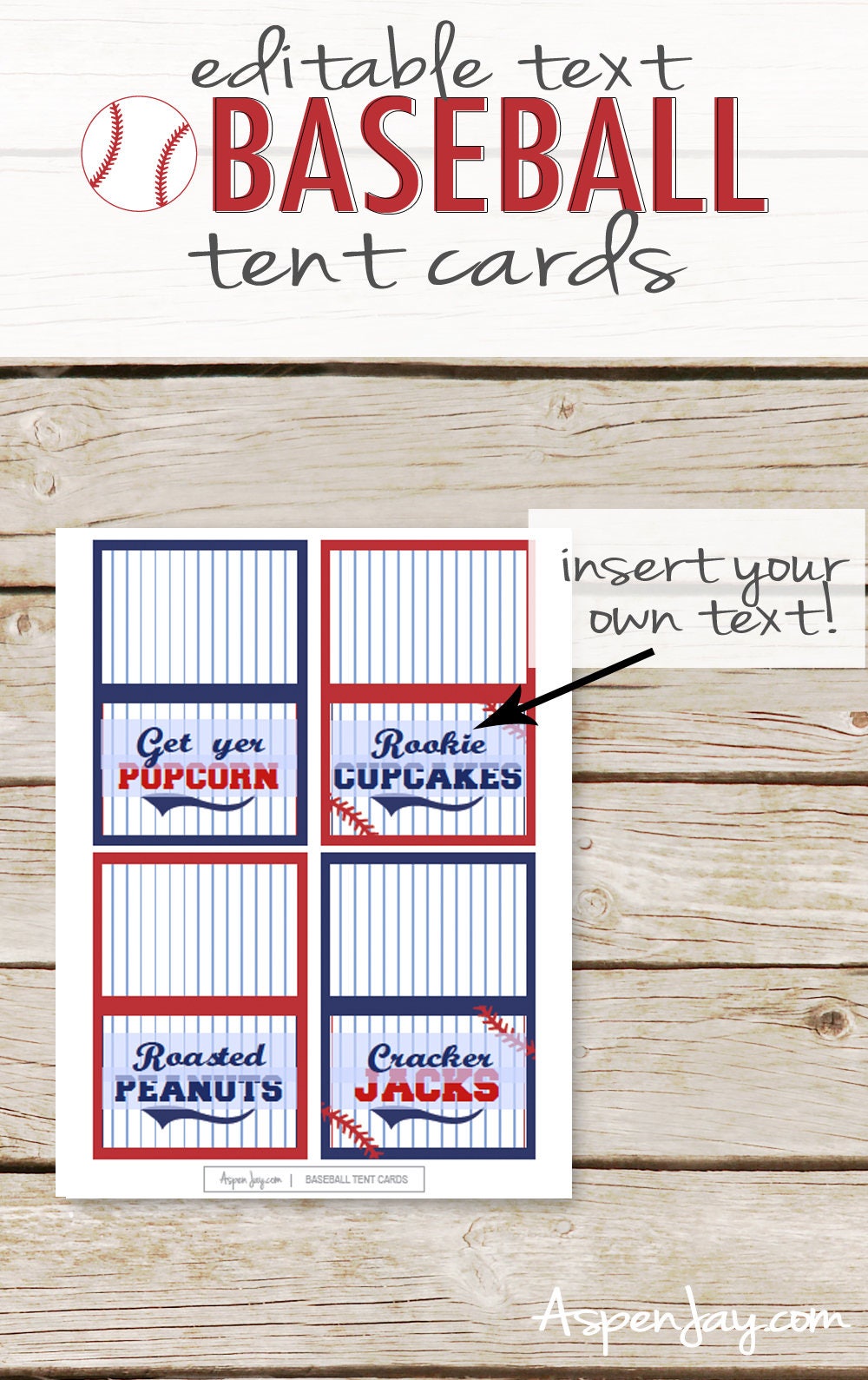Baseball Tent Cards, DIY Editable Food Labels - Instant Download ...