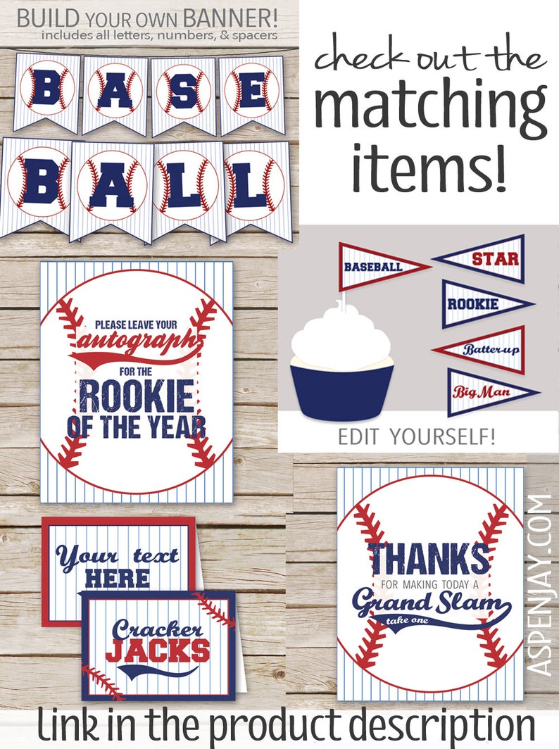 Baseball Party Table Signs Instant Download 10 SIGNS - Etsy