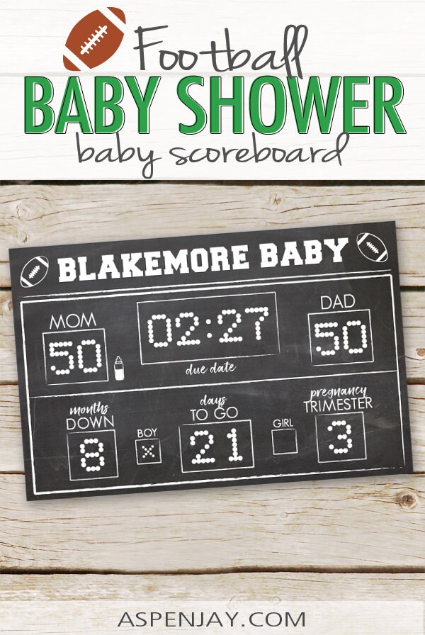 Football Baby Shower Scoreboard DIGITAL PRINTABLE - Baby Due Date ...