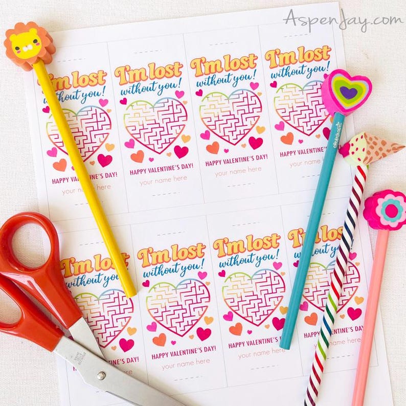 Editable Maze Valentine Cards Printable | I’m Lost Without You | Pencil ...