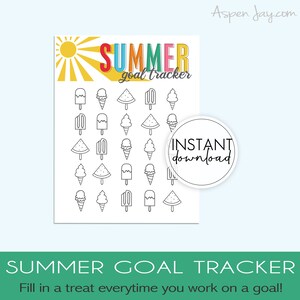 Summer Goal Charts for Kids - INSTANT DOWNLOAD - Goal Template for Kids ...