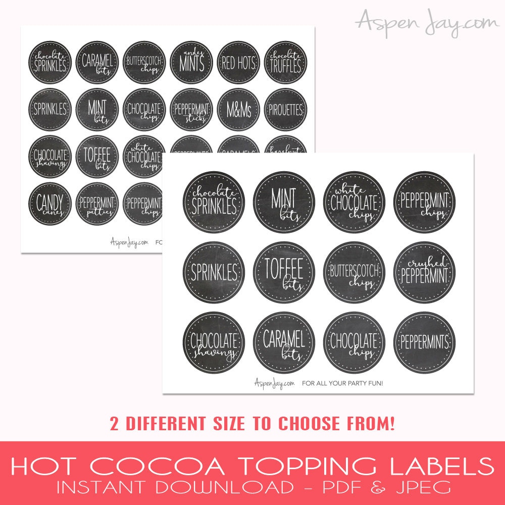 Hot Chocolate Bar Labels - DIGITAL PRINTABLE - Hot Cocoa Bar Labels ...