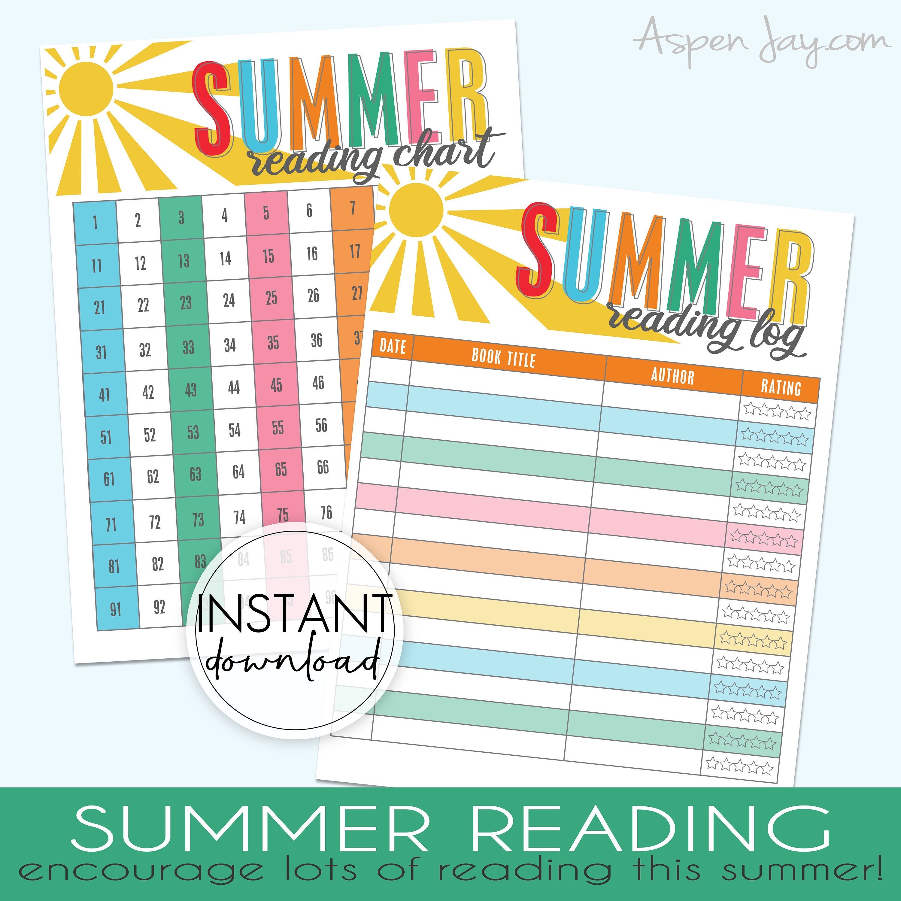 Summer Reading Charts for Kids INSTANT DOWNLOAD Reading - Etsy Canada