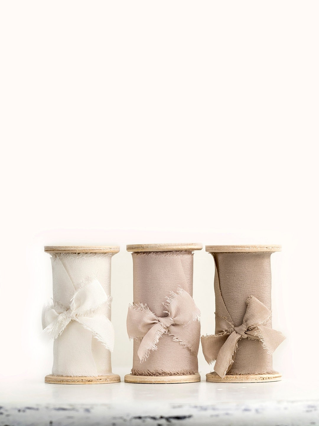 Silk Ribbon Set of 3 Hand Dyed Colors in Ivory, Light Taupe, Warm Taupe ...