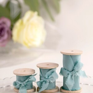 Silk Ribbon on Spool - Sea Green Ribbon - Blue Silk Ribbon - Wedding ...