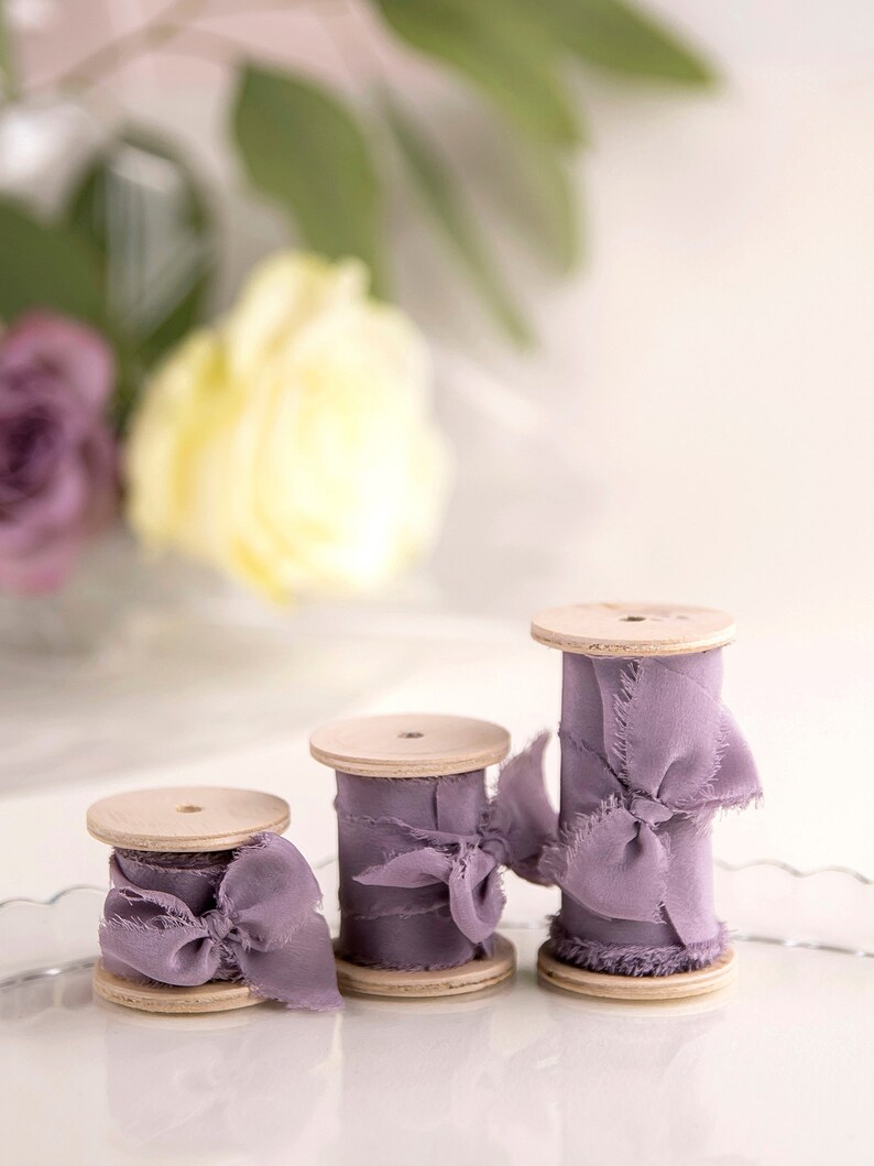 Silk Ribbon for Wedding Invitations / Dusty Purple Silk Ribbon | Etsy