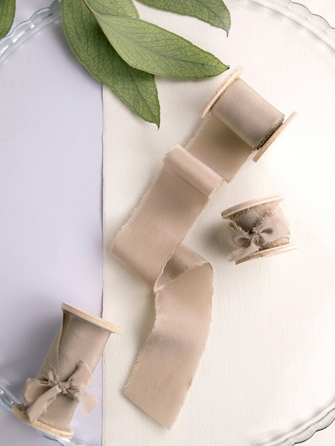 Warm Taupe Silk Ribbon Hand Dyed Ribbon on Wooden Spool for - Etsy