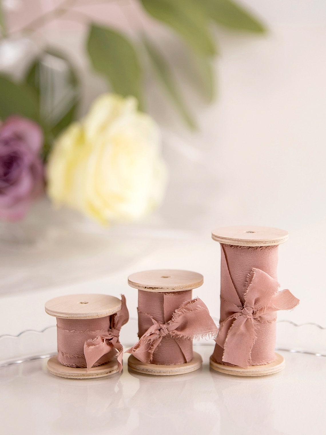 Ribbon for Invitations Vintage Rose Silk Ribbon on Spool | Etsy