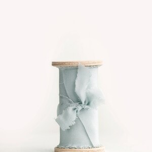 Silk Ribbon by the Yard Set of Two Wooden Spools With Sea Glass and Sea ...