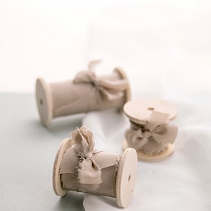 Warm Taupe Silk Ribbon - Hand Dyed Ribbon on Wooden Spool for Wedding ...