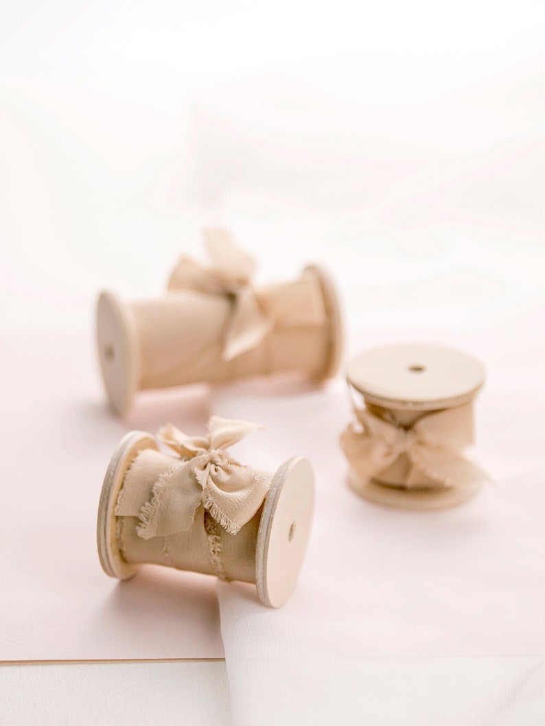 Cream Silk Ribbon Naturally-died Ribbon on Wooden Spool - Etsy