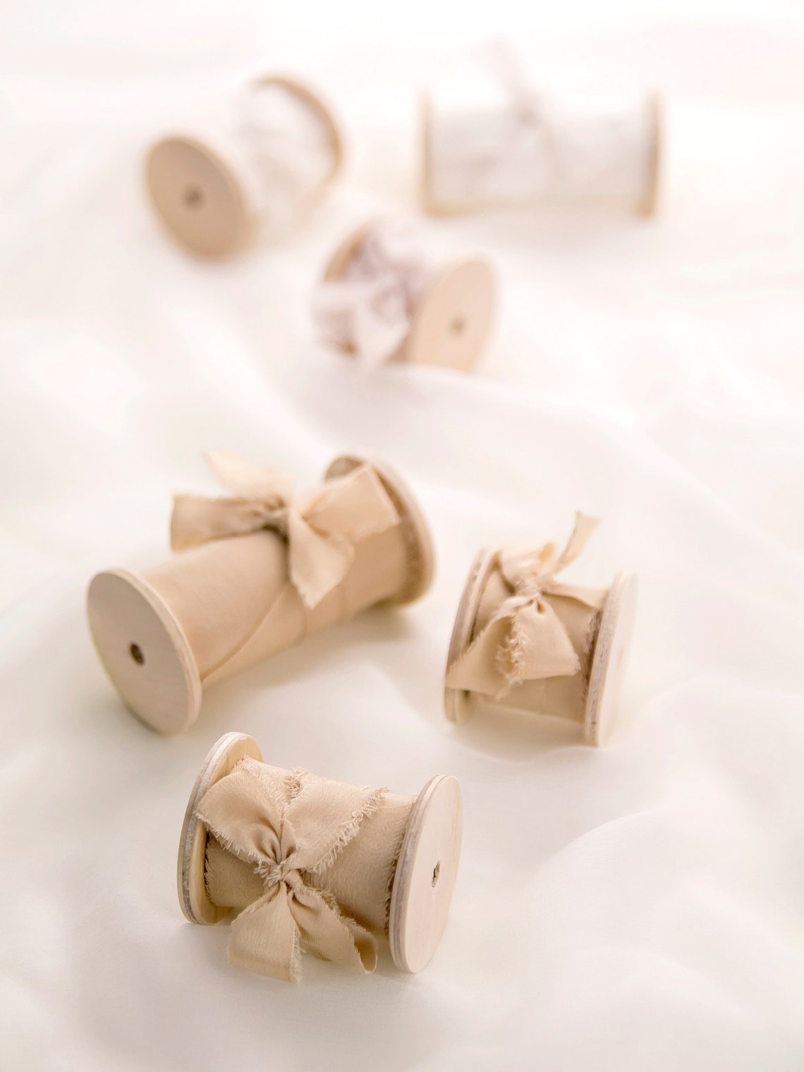 Cream Silk Ribbon Naturally-died Ribbon on Wooden Spool - Etsy