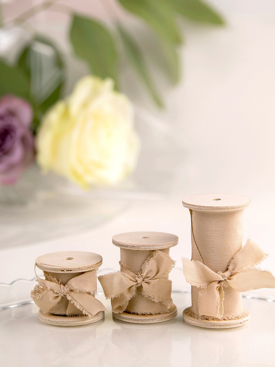 Cream Silk Ribbon Naturally-died Ribbon on Wooden Spool - Etsy