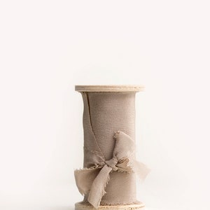 Warm Taupe Silk Ribbon - Hand Dyed Ribbon on Wooden Spool for Wedding ...