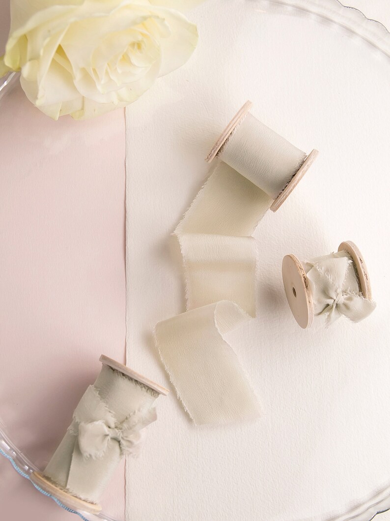 Hand Dyed Silk Ribbon Champagne Wedding Color Ribbon for - Etsy