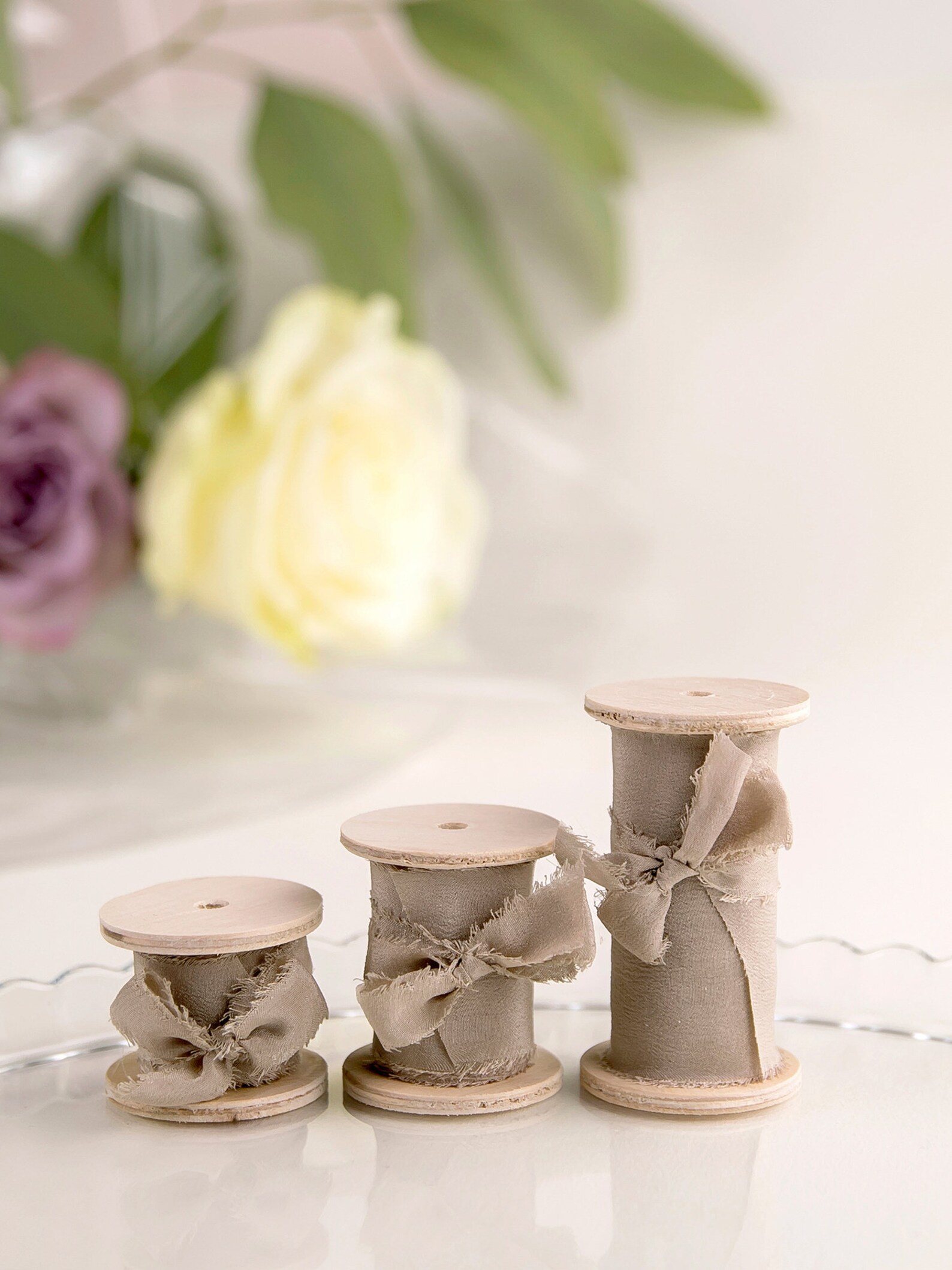 Warm Taupe Silk Ribbon Hand Dyed Ribbon on Wooden Spool for - Etsy