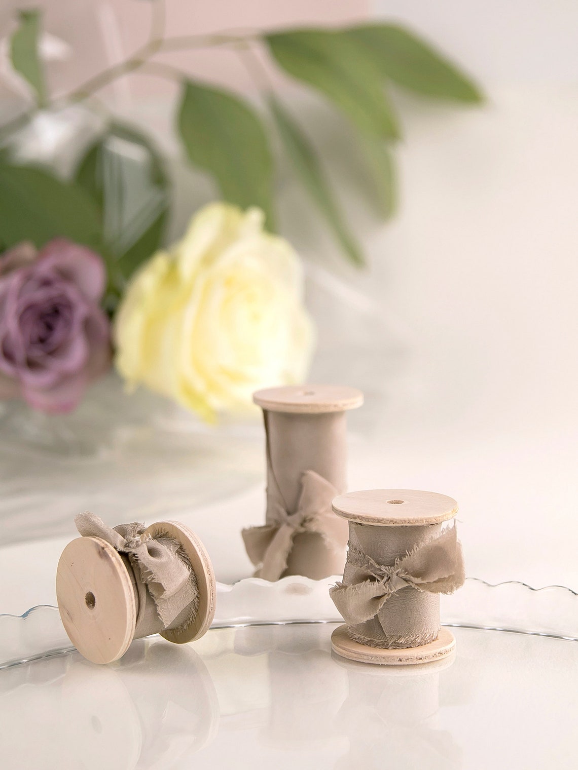 Warm Taupe Silk Ribbon Hand Dyed Ribbon on Wooden Spool for - Etsy