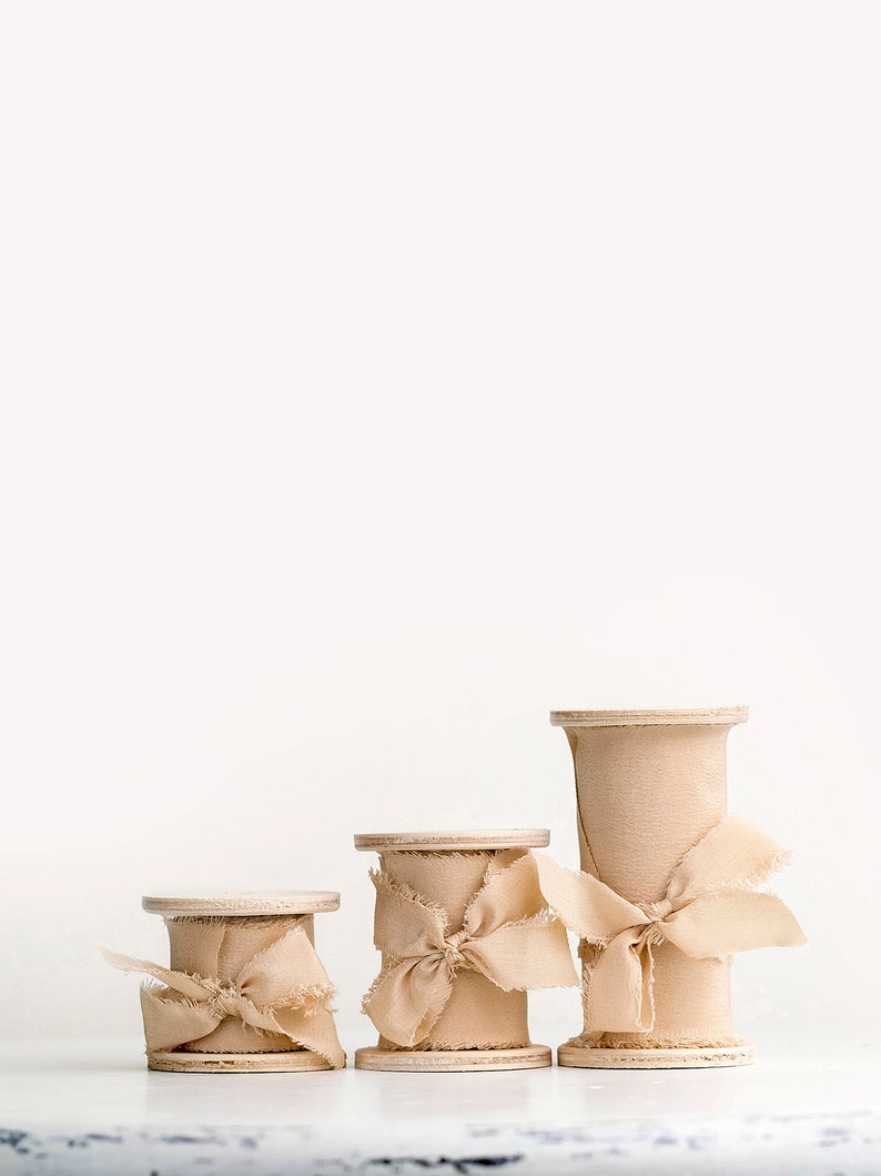 Cream Silk Ribbon Naturally-died Ribbon on Wooden Spool - Etsy