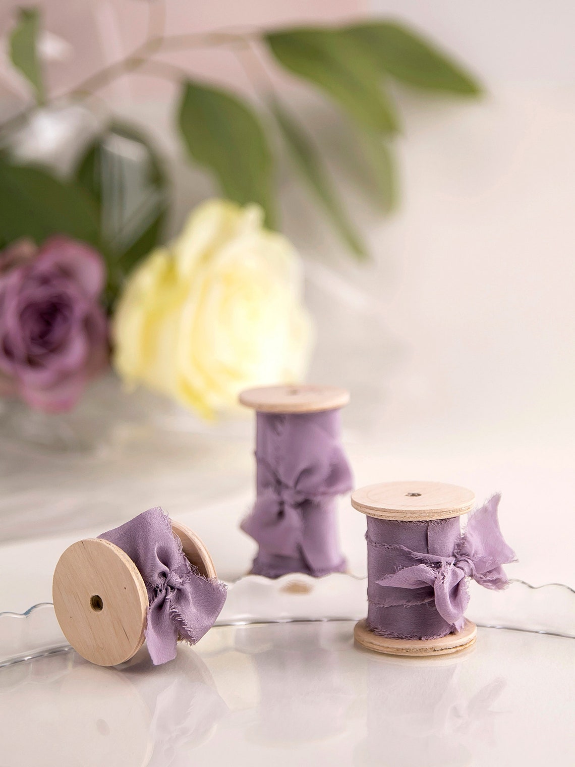 Silk Ribbon for Wedding Invitations / Dusty Purple Silk Ribbon | Etsy